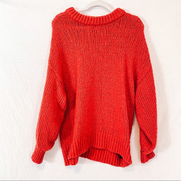 Zara | Sweaters | Zara Red Knit Oversized Sweater | Poshmark